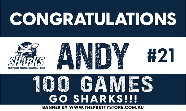 Sports Milestone Banners - Point Cook Central Sharks - The Pretty Store