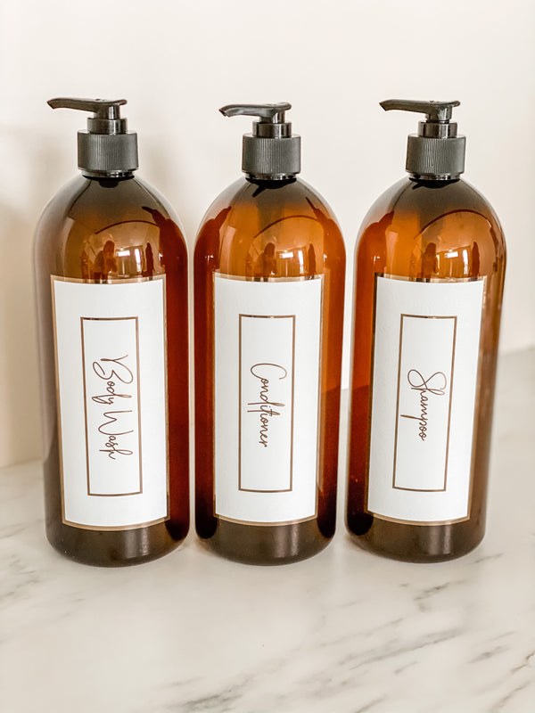 Shower & Bathroom Storage Bottle Bundle | Pretty Pantry - The Pretty Store